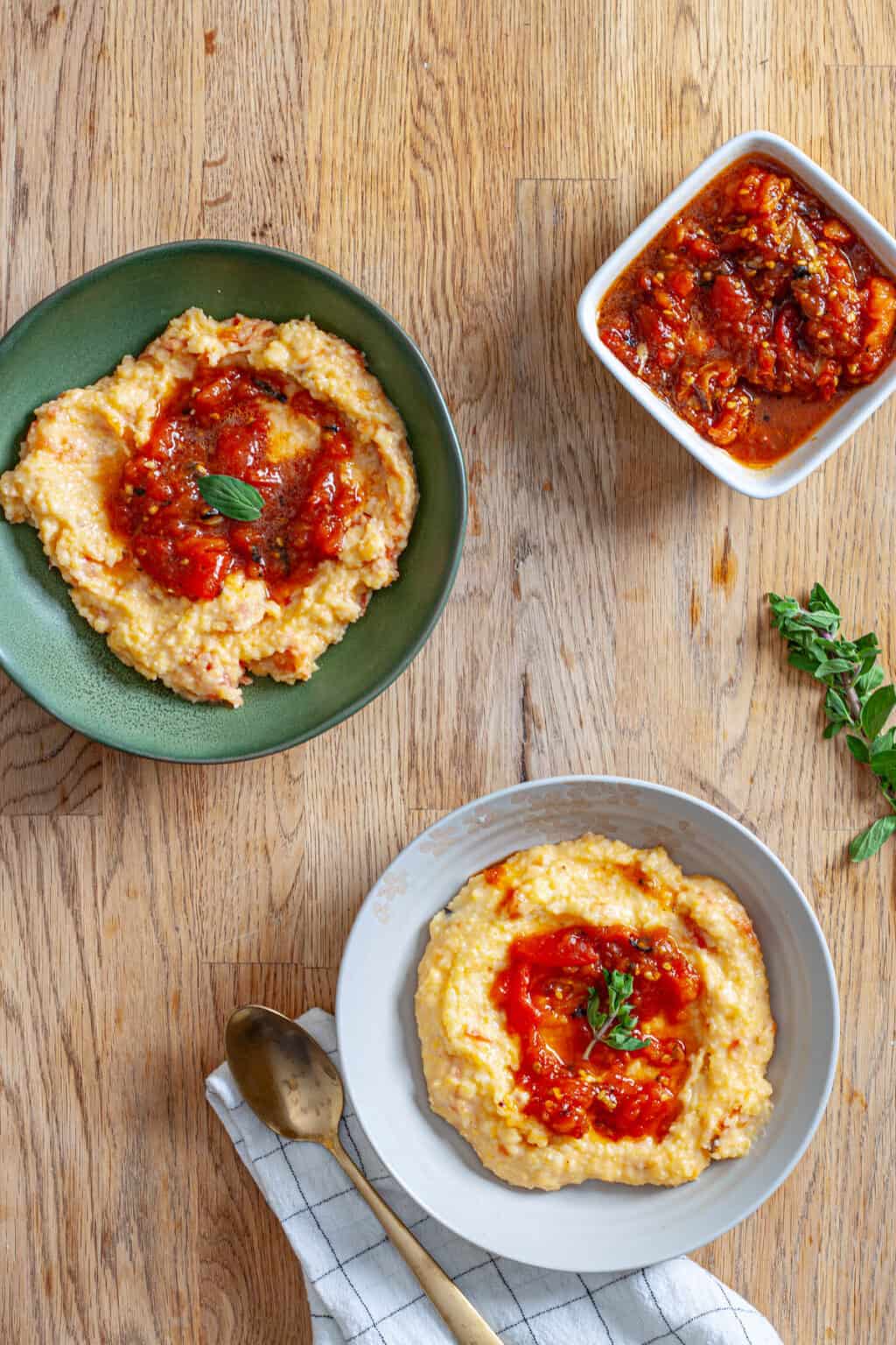 Cheesy Polenta with Roasted Tomatoes - The Real Recipes
